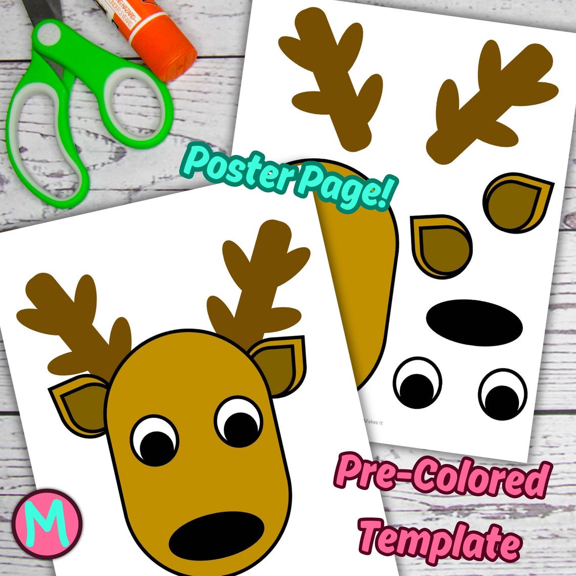 Reindeer Craft Template for Preschool, Simple Toddler Craft, Easy Cut ...