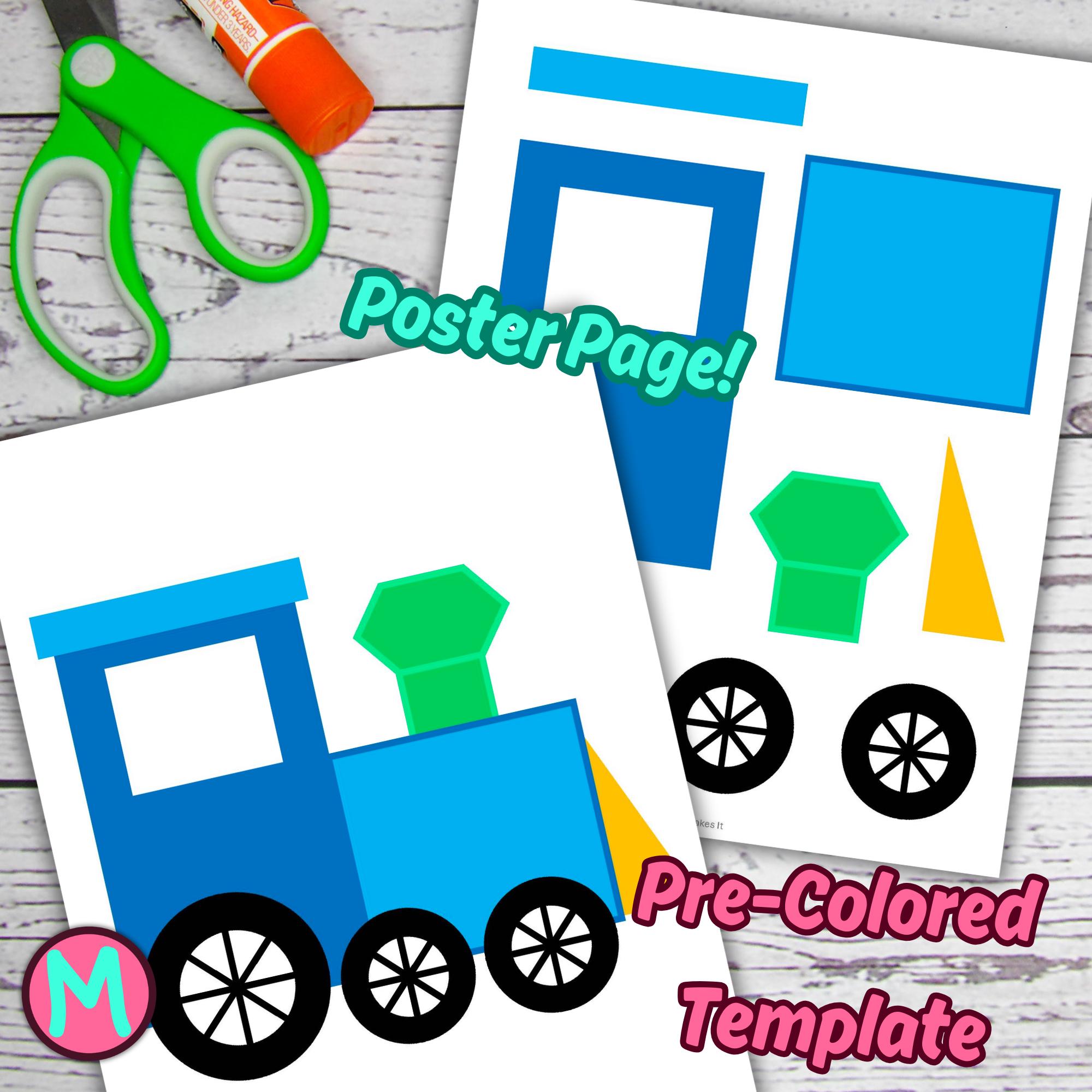 Blue Train Craft Template: Printable Cut & Glue Activity (PDF Download ...