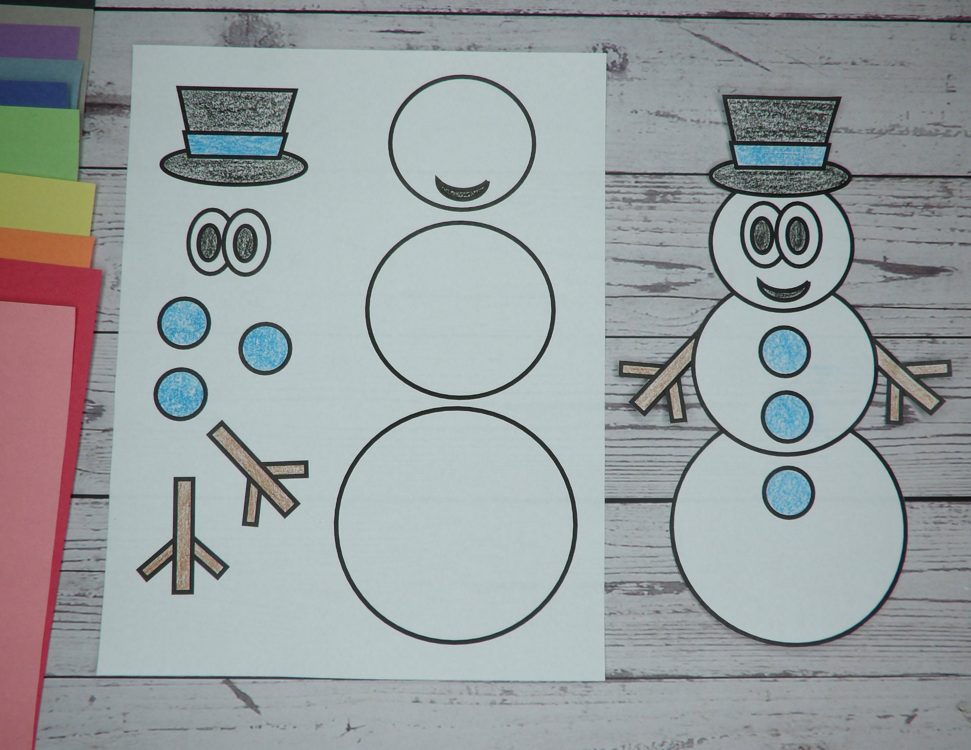 Snowman Craft Template: Cut and Glue Paper Craft for Kids (PDF) - Etsy