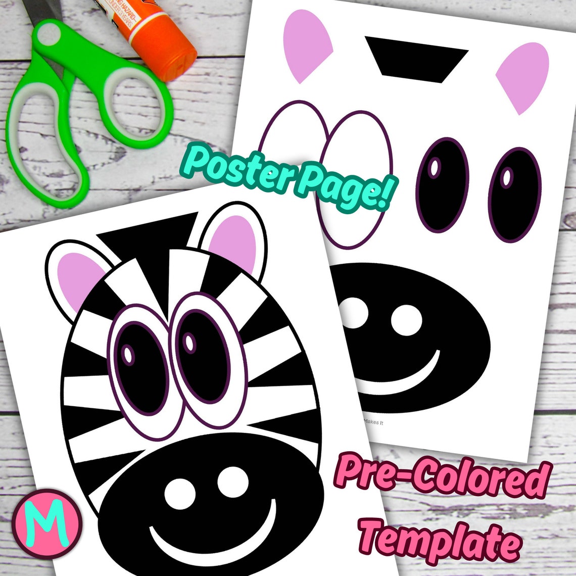 Zebra Craft Template, Preschool Activity, Simple Toddler Craft, Animal ...