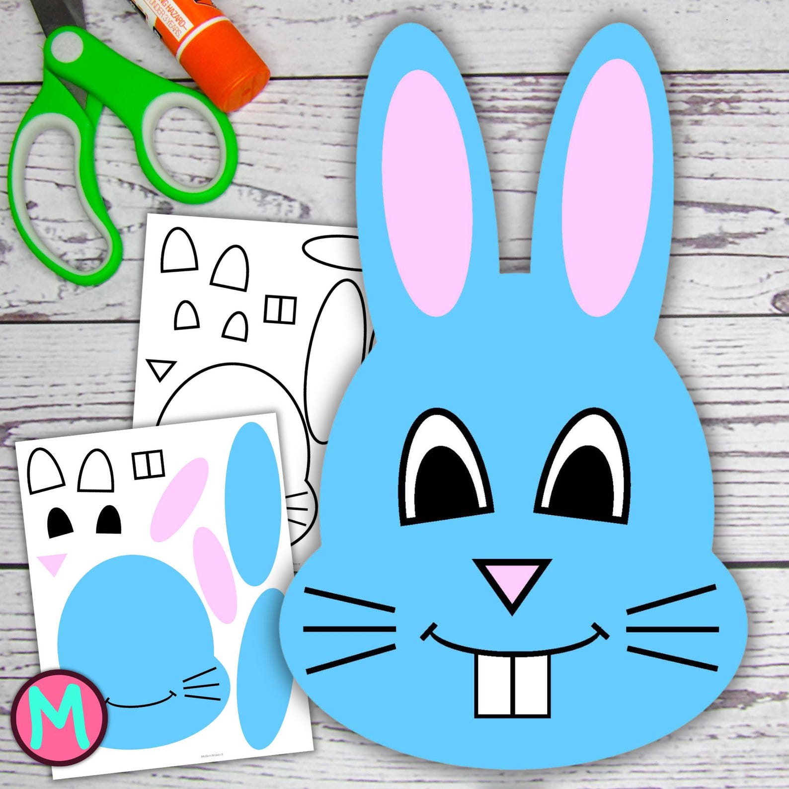 Bunny Rabbit Head Craft Template: Easter Paper Craft (PDF) - Etsy