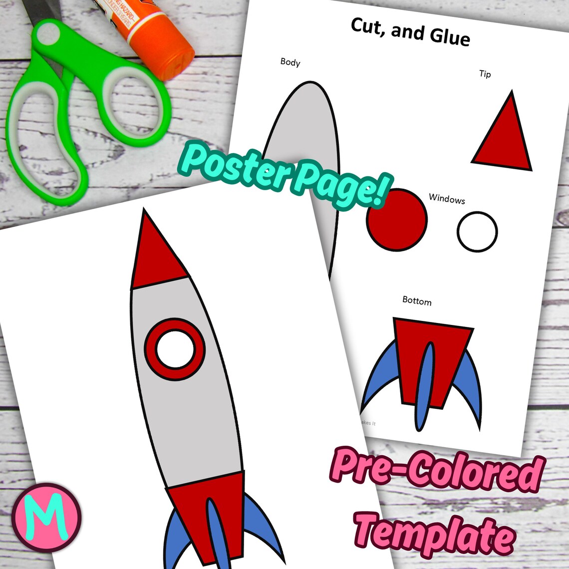 Rockin' Rocket Craft Template for Kids, Preschool, Kindergarten ...