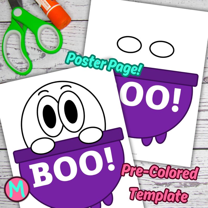 Ghost in Cauldron Craft Template: Halloween Cut & Glue Paper Craft (PDF ...