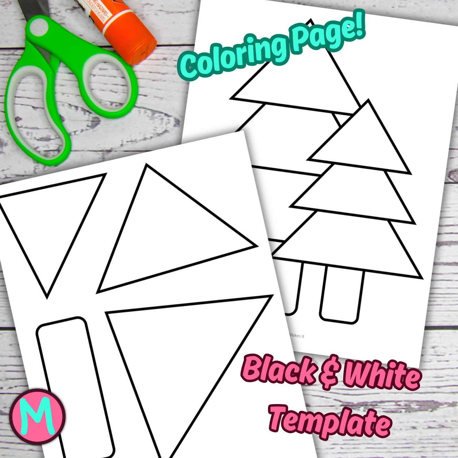 Pine Tree Craft Template: Kids' Cut & Glue Activity (PDF) - Etsy