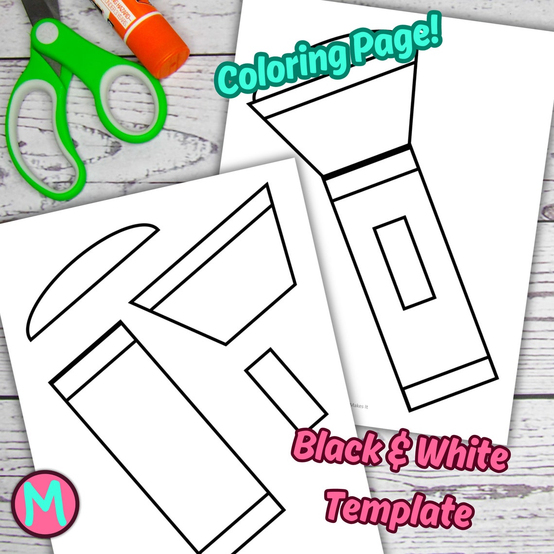 Flashlight Craft Template for Kids, Printable Craft, Preschool Activity ...