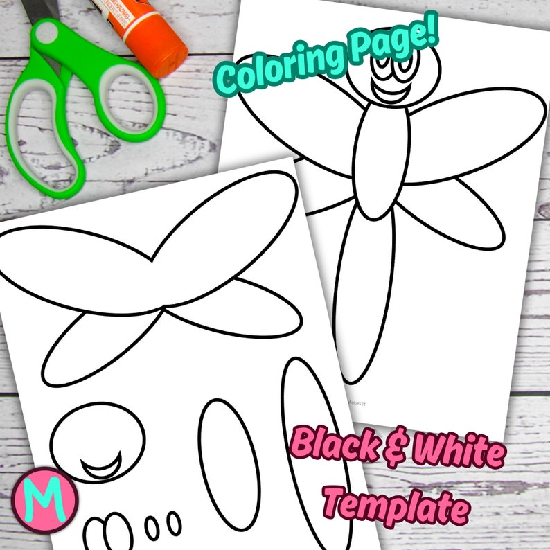 Dragonfly Craft Template: Spring Cut & Glue Activity (PDF) - Etsy