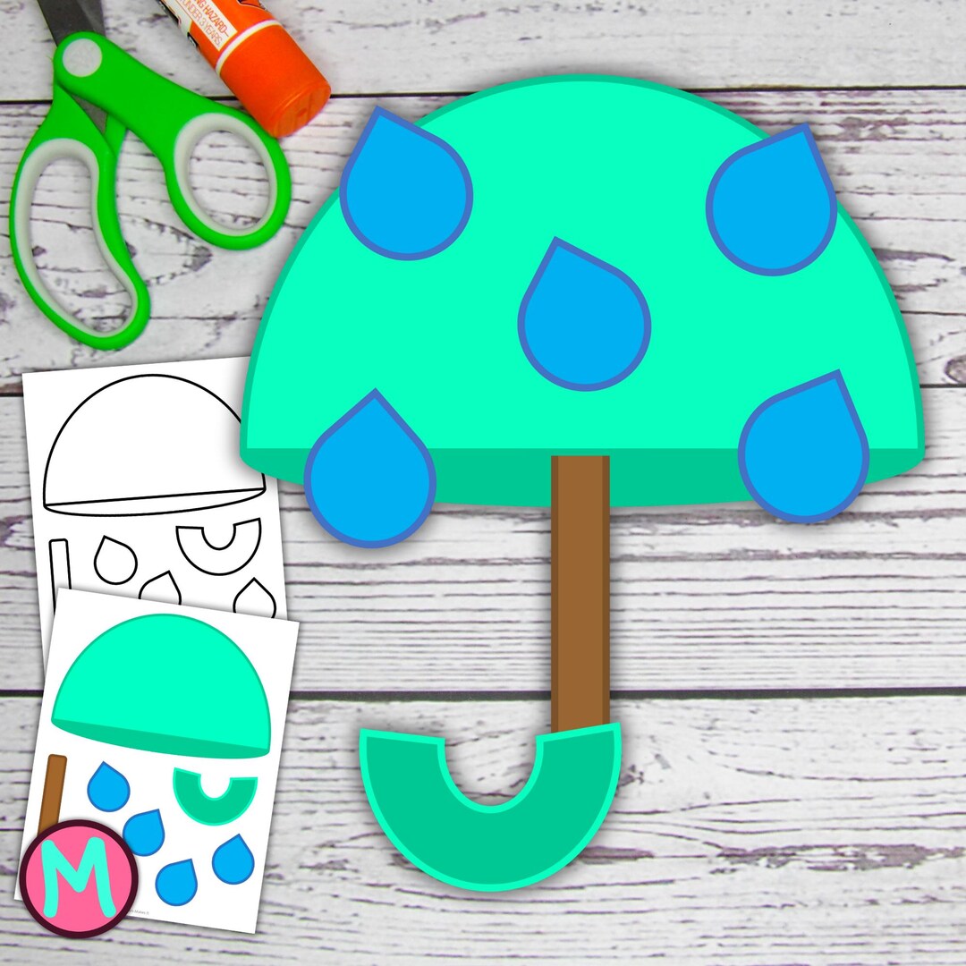 Green Umbrella Craft Template: Spring Paper Craft for Kids (PDF ...