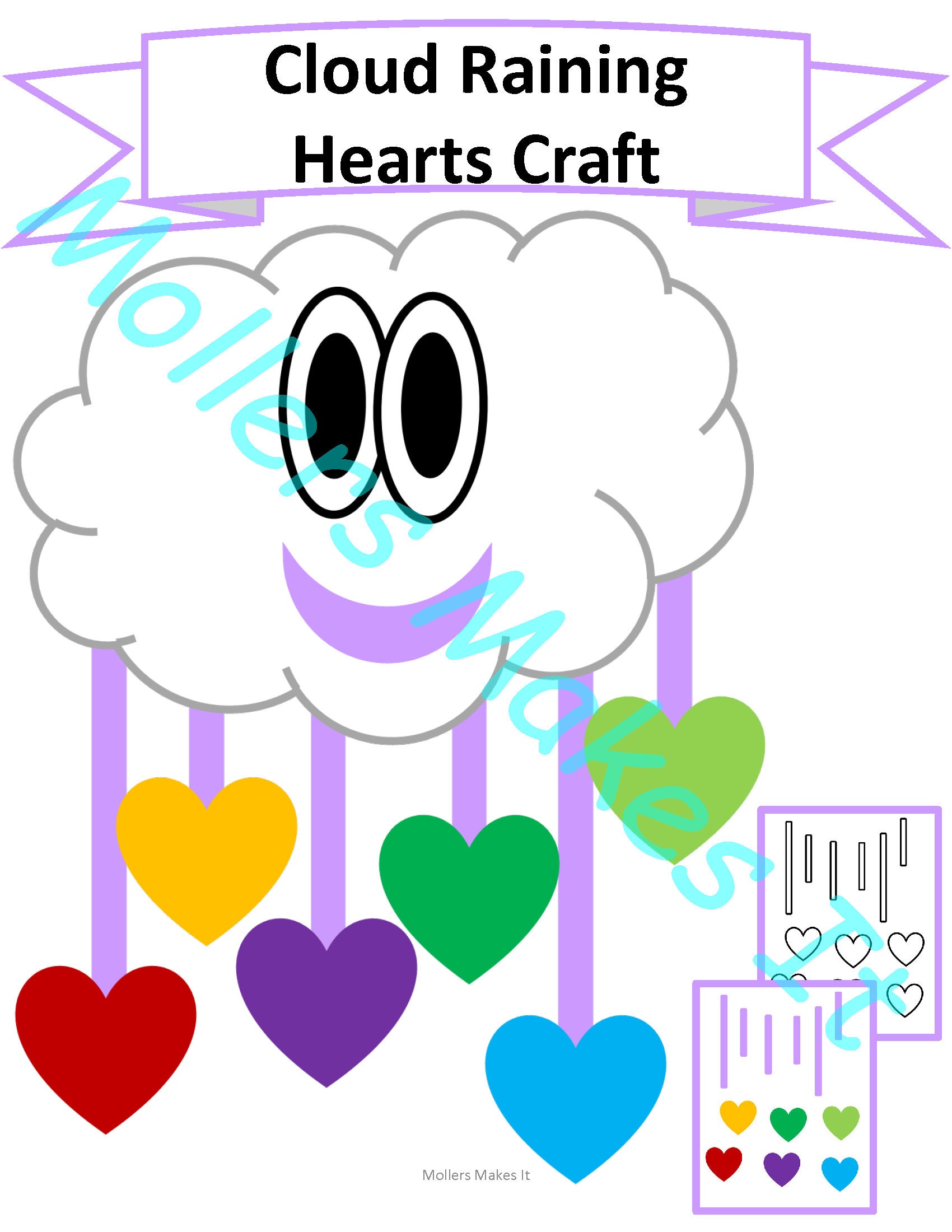 Heart Cloud Craft Template, Cut and Glue Activity for Preschool ...