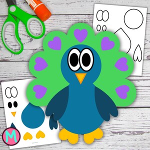 Peacock Craft Template: Cut & Glue Paper Craft (PDF) - Etsy