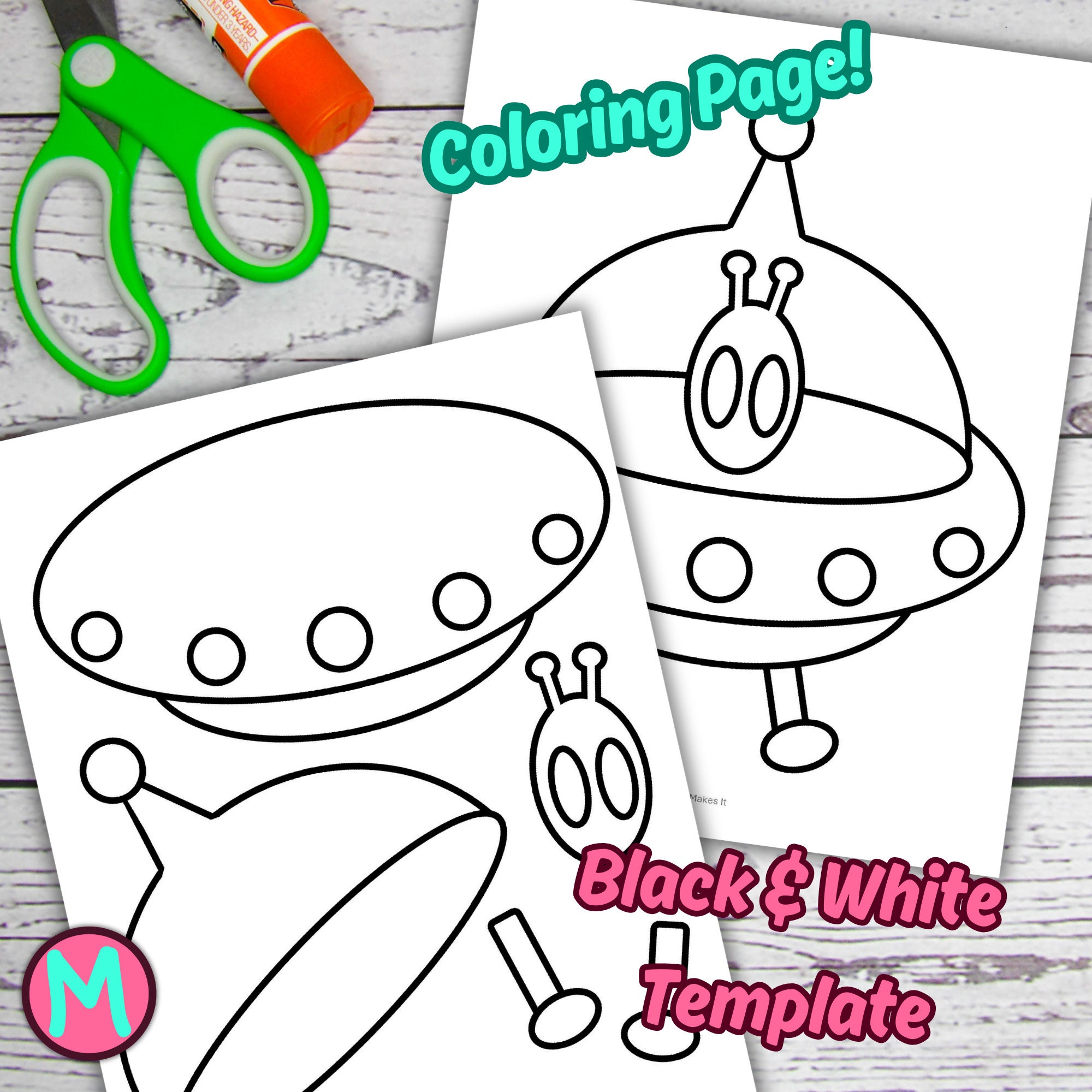 Alien Spaceship Craft Template: Cut & Glue Paper Craft (PDF) - Etsy