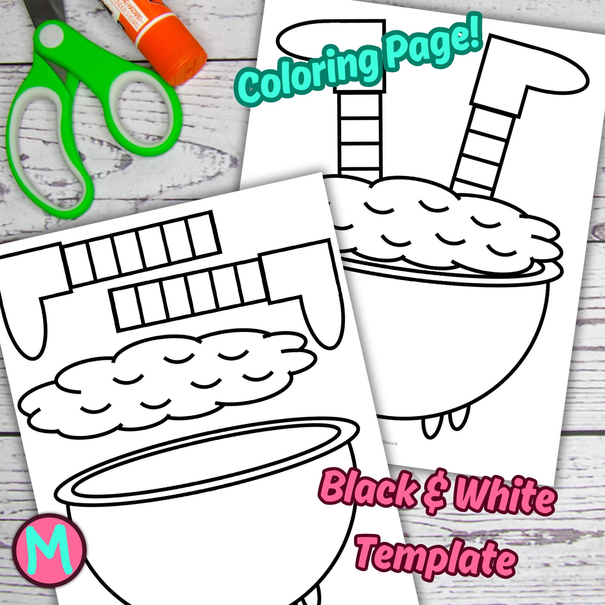 Witch in a Cauldron Craft Template for Kids, Simple Preschool Halloween ...