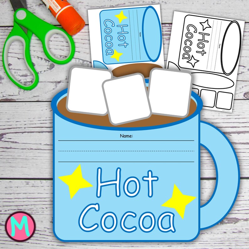 Blue Hot Cocoa Name Craft: Winter Cut & Glue Activity (PDF) - Etsy