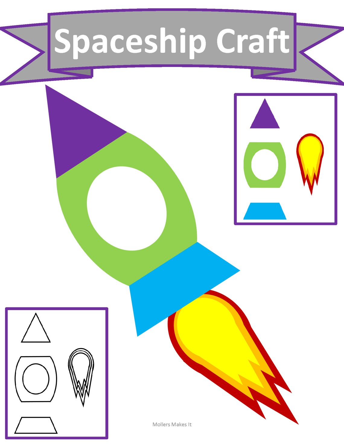 Spaceship Craft Template Pattern for Kids in Preschool, Kindergarten ...