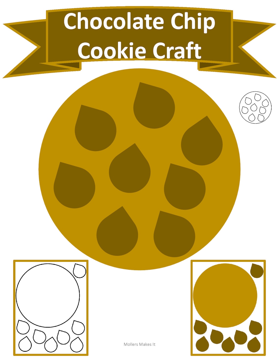 Chocolate Chip Cookie Craft Template for Kids, Preschool, Kindergarten ...