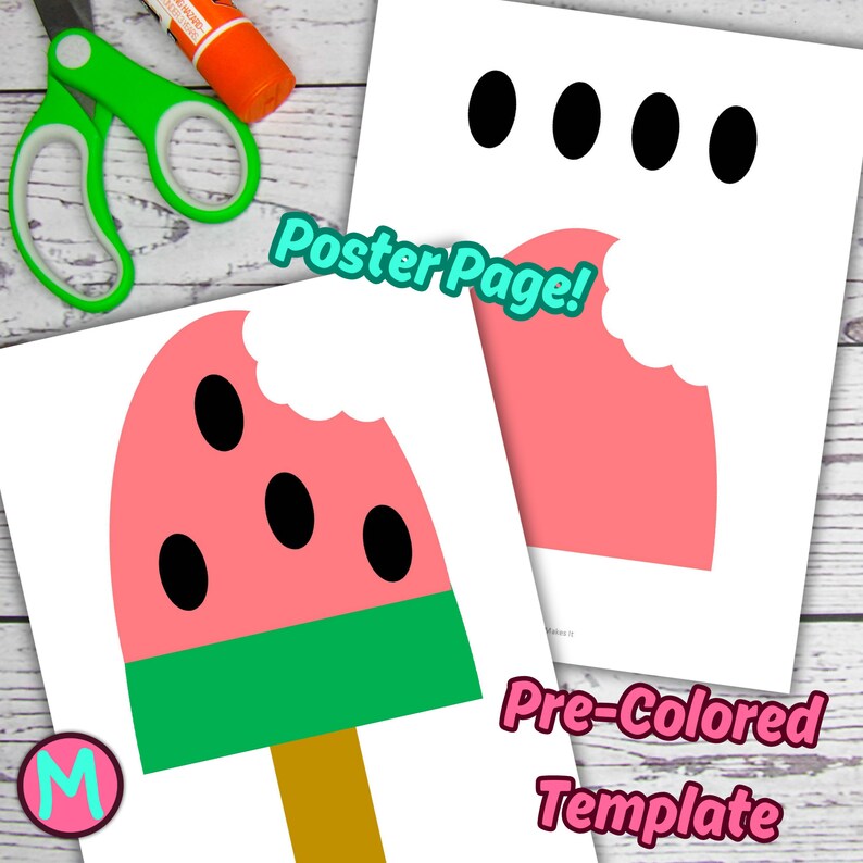 Watermelon Popsicle Craft Template: Cut & Glue Activity (PDF) - Etsy