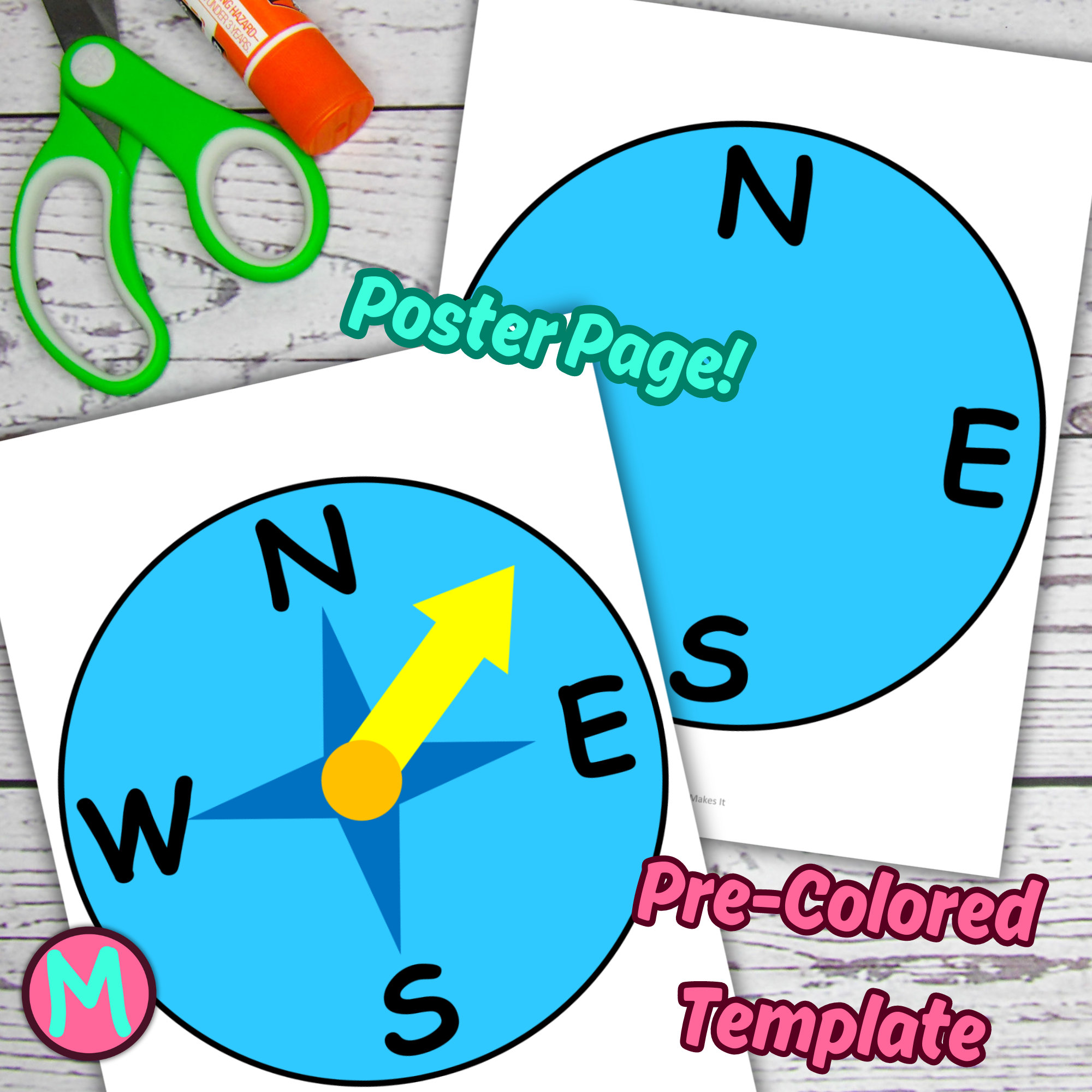 Compass Craft Template: Kids Camp Activity (PDF Download) - Etsy