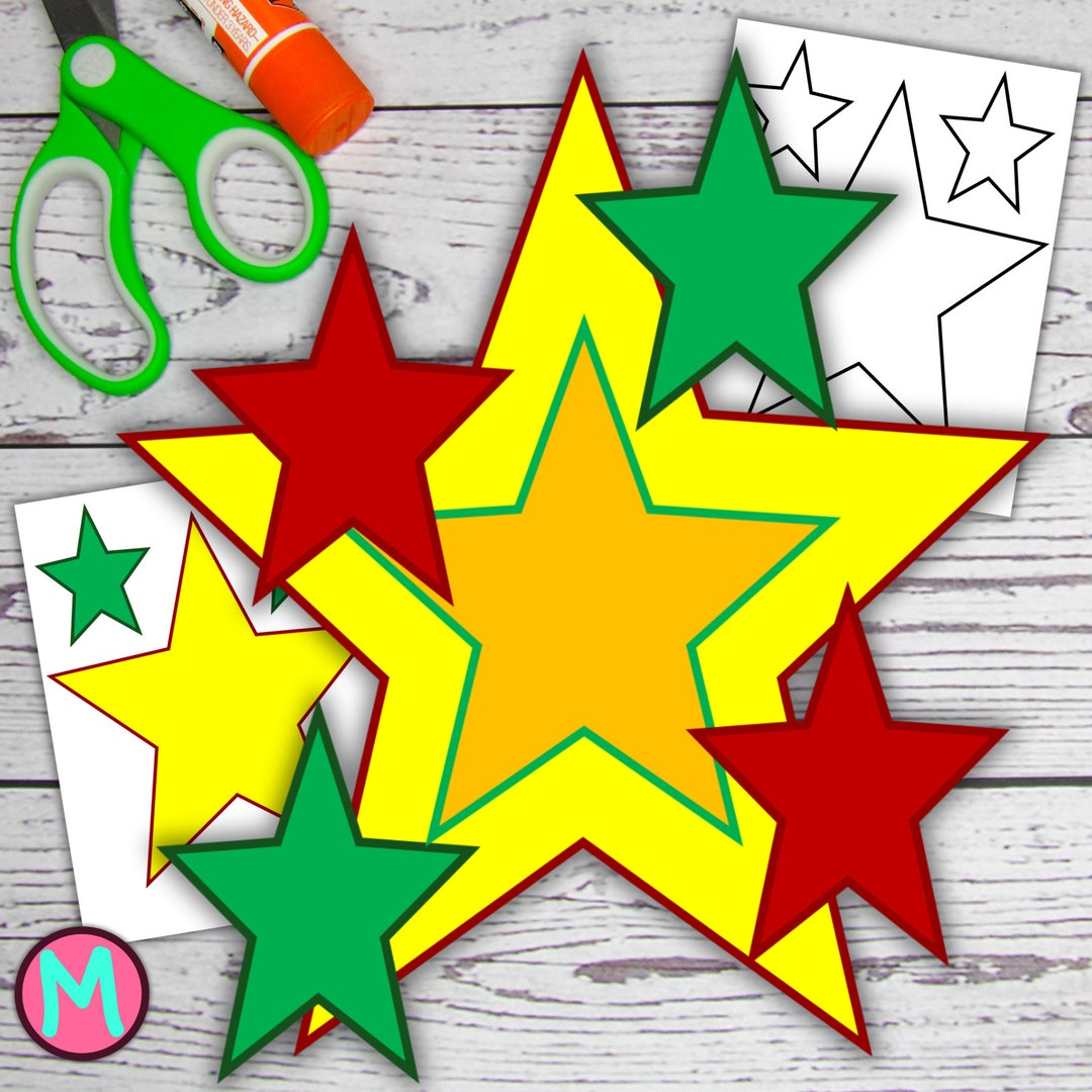 Christmas Star Craft Template for Kids, Simple Cut and Glue Toddler ...