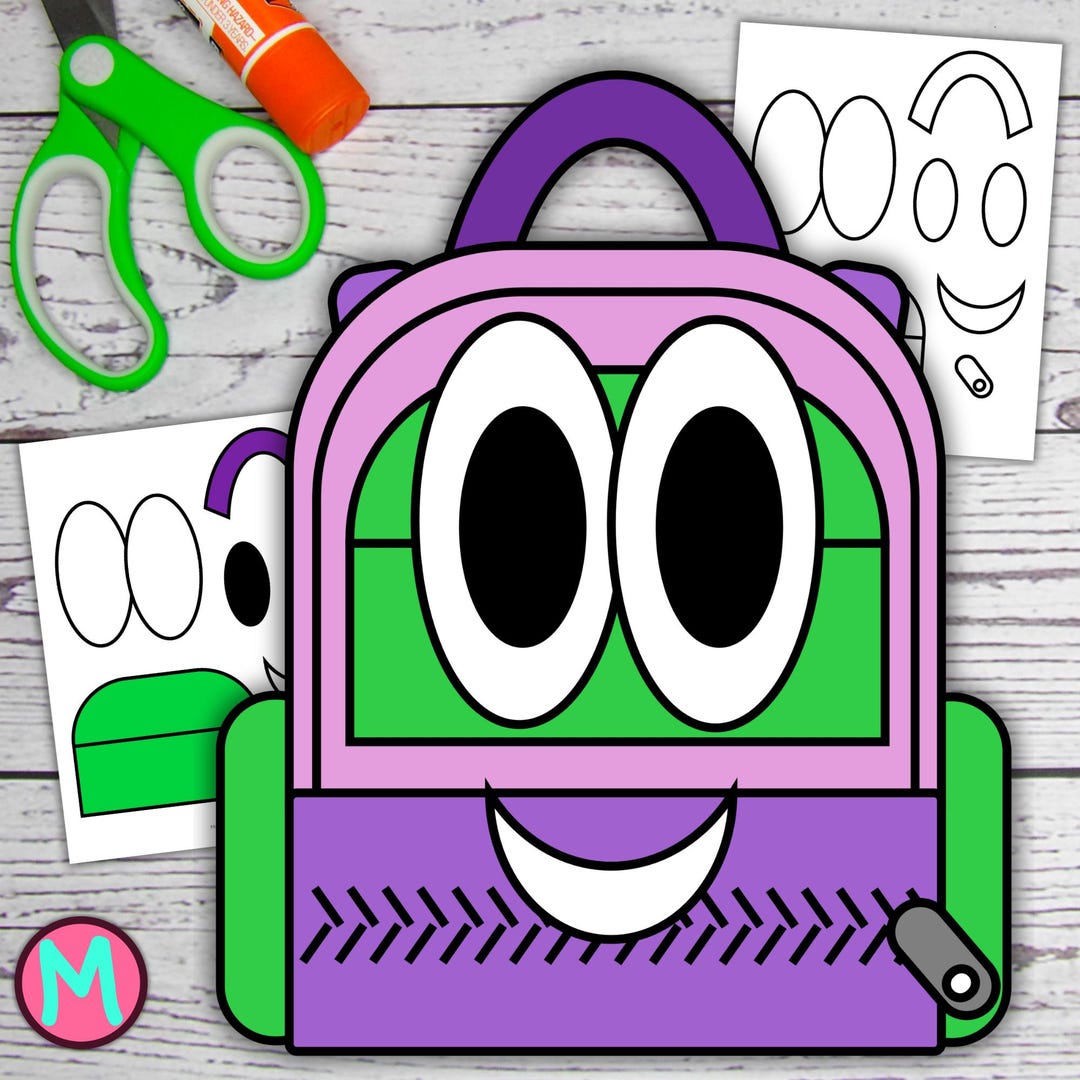 Pink Backpack Craft Template for Preschool, Back to School Craft ...