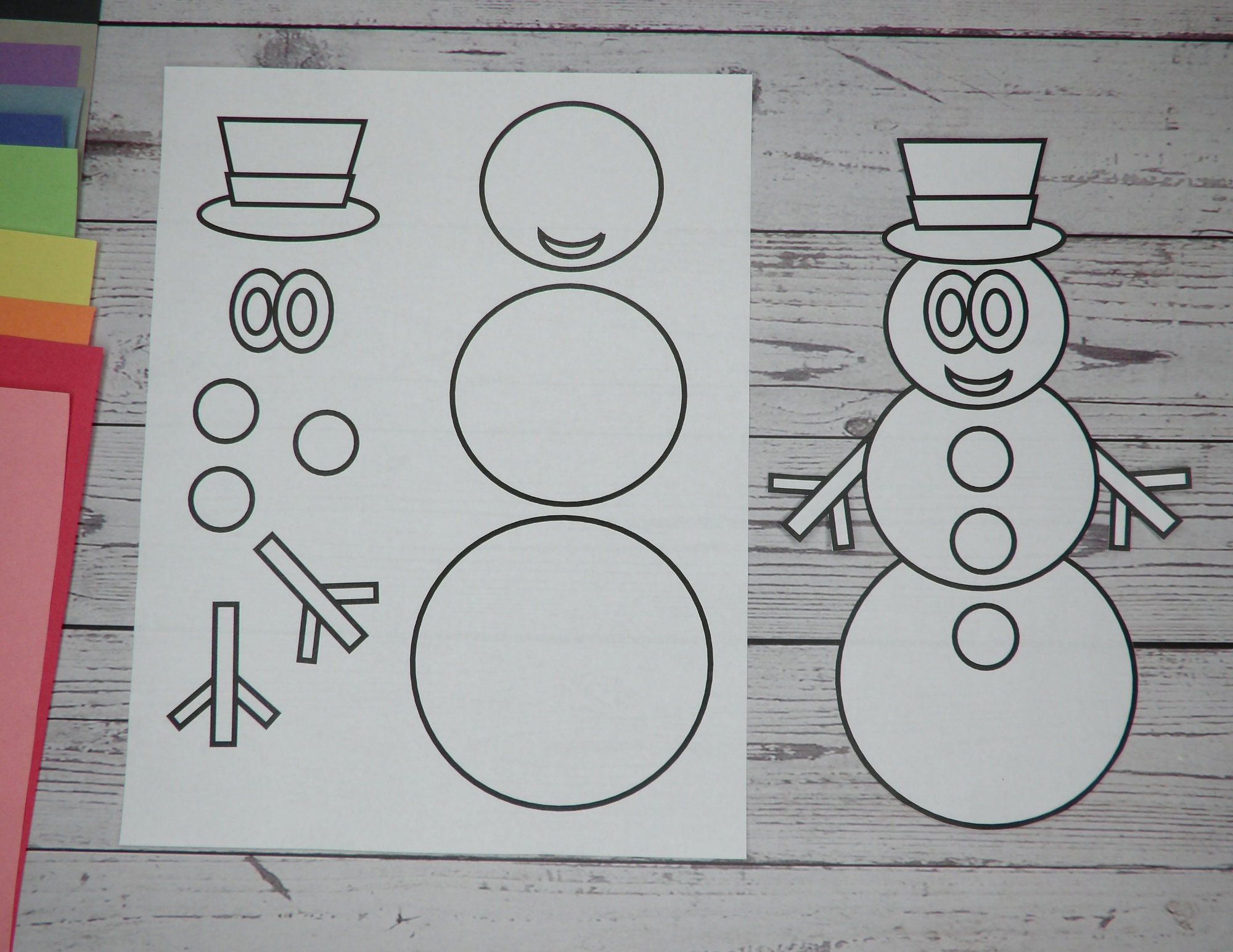 Snowman Craft Template: Cut and Glue Paper Craft for Kids (PDF) - Etsy