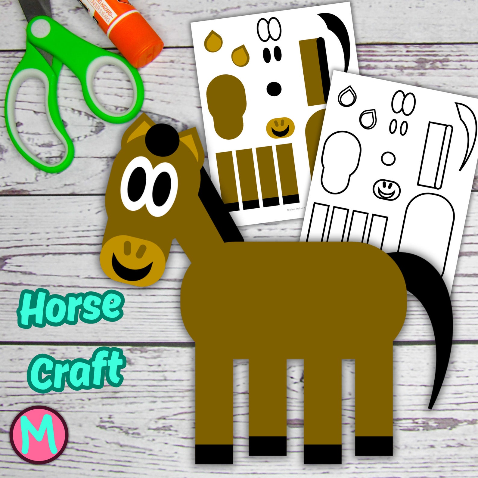 Horse Craft Template for Kids, Cut and Glue Activity, Preschool Craft ...
