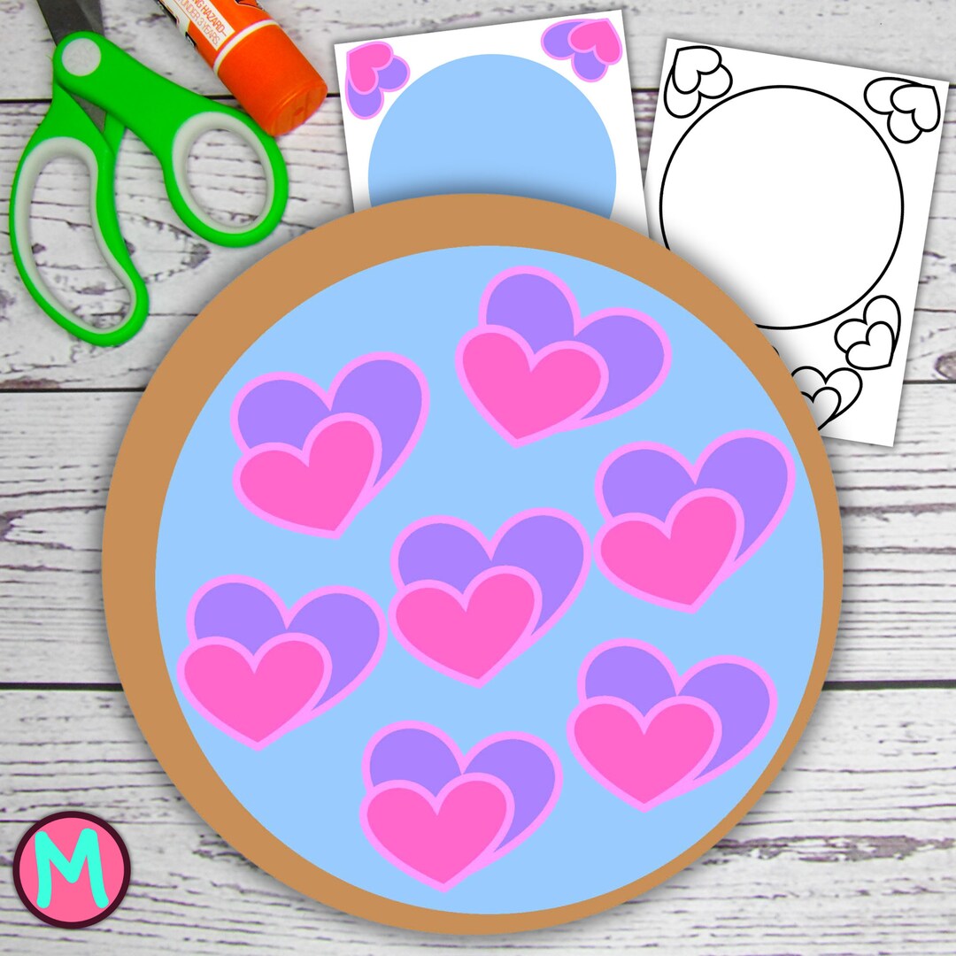 Valentine Cookie Craft Template for Preschool, Simple Toddler Craft ...