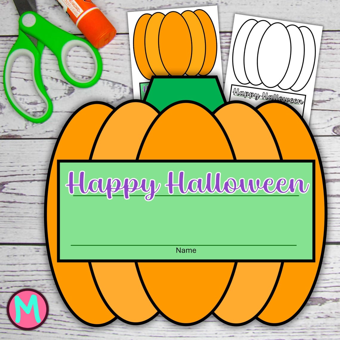Halloween Name Pumpkin Craft Template: Cut & Glue Paper Craft (PDF) - Etsy