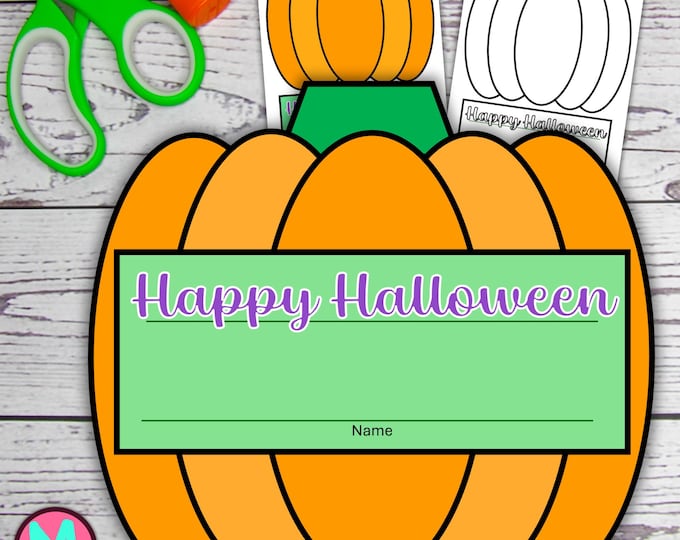 Halloween Name Pumpkin Craft Template: Cut & Glue Paper Craft (PDF) - Etsy