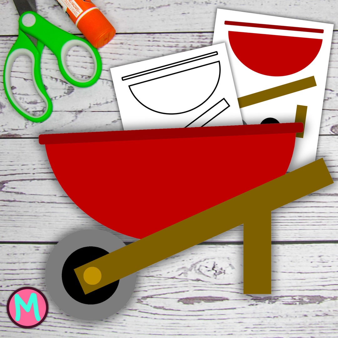 Wheelbarrow Craft Template: Cut and Glue Garden Activity (PDF) - Etsy