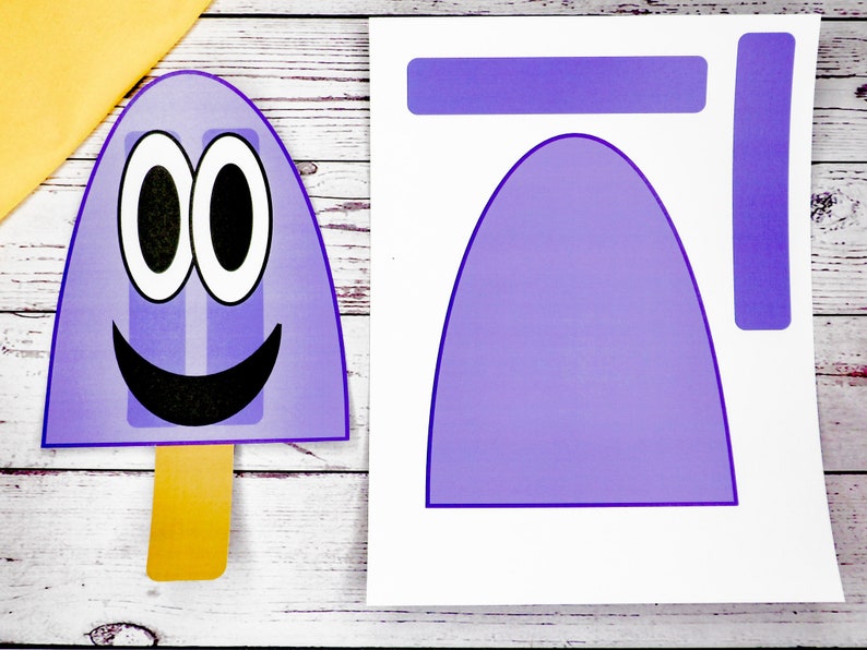 Purple Popsicle Craft Template for Kids, Cut and Glue Activity ...