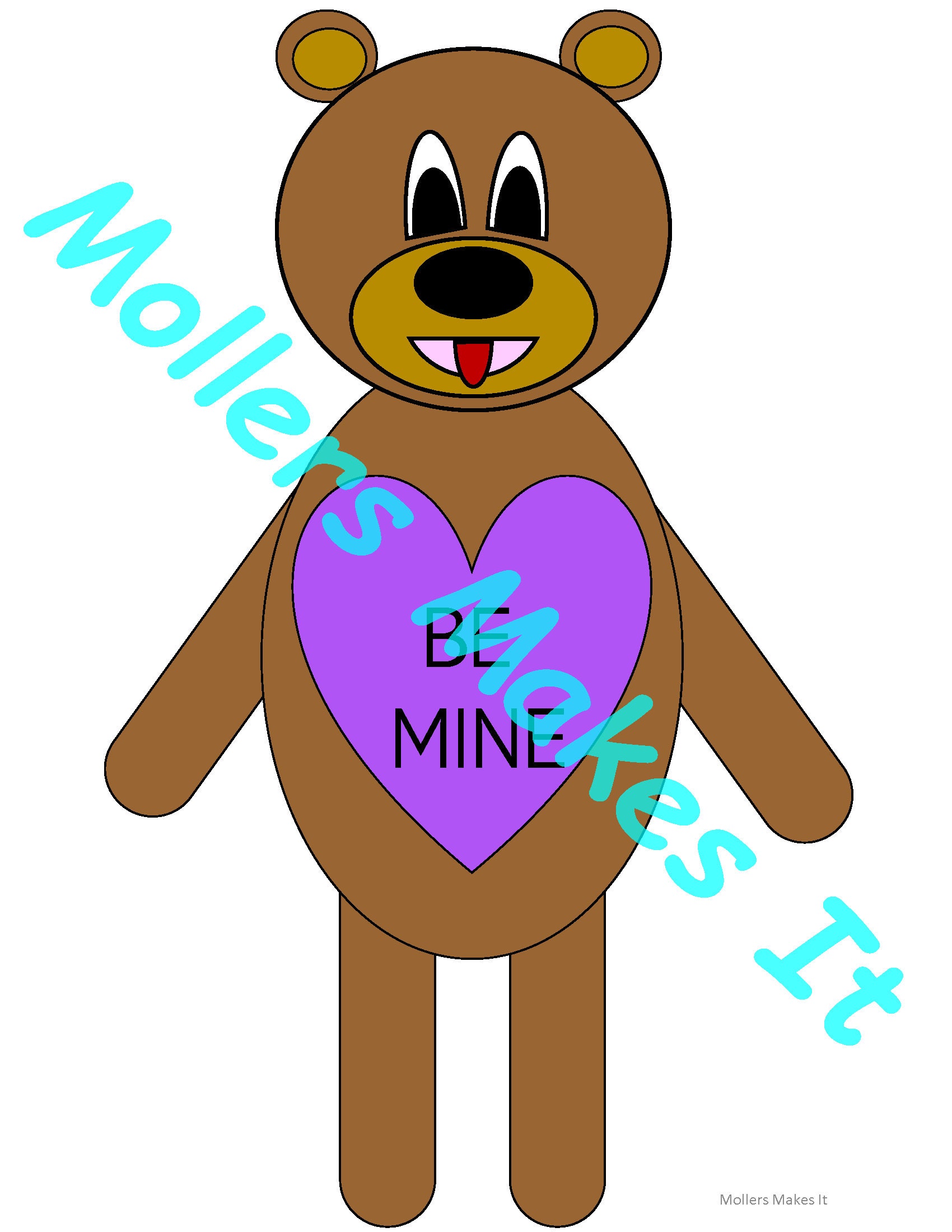 Huggable Heart Bear Craft Template for Preschool - Etsy