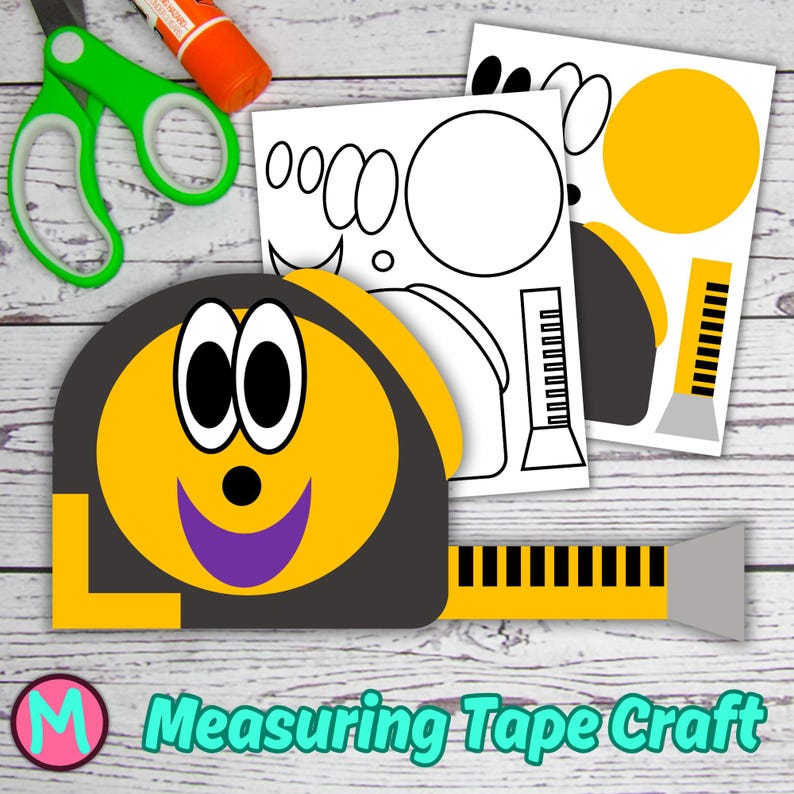 Measuring Tape Craft Template, Construction Tool Cut and Glue Paper ...