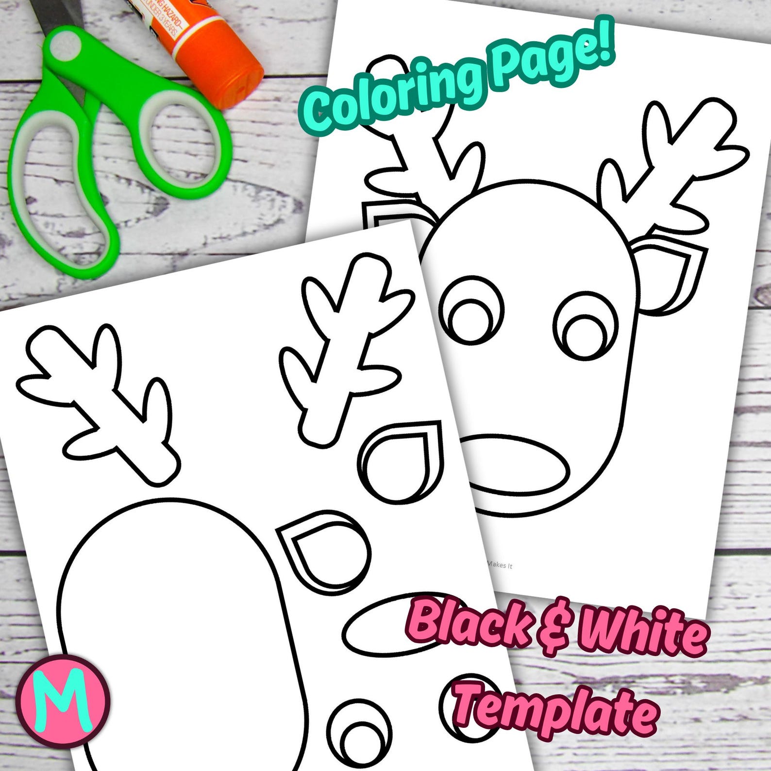 Red Nosed Reindeer Craft Template: Cut & Glue Printable (PDF) - Etsy