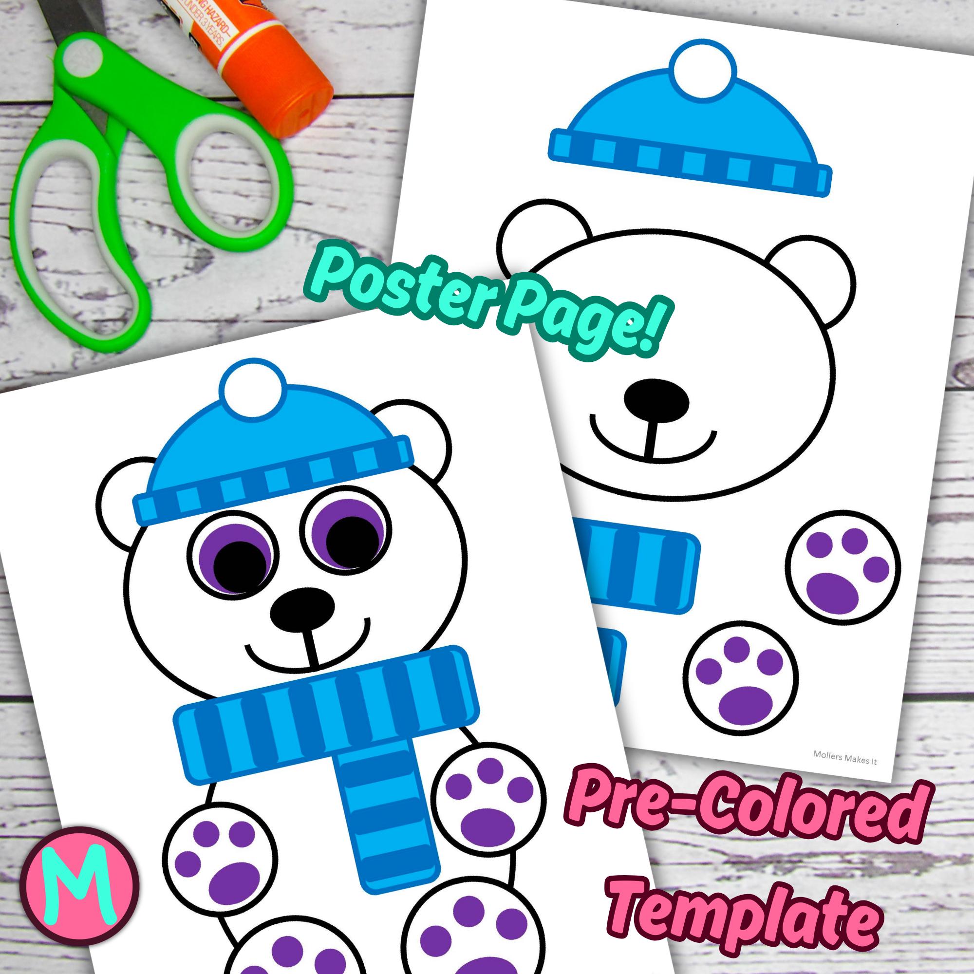 Snow Polar Bear Craft Template: Winter Cut & Glue Paper Craft (PDF) - Etsy