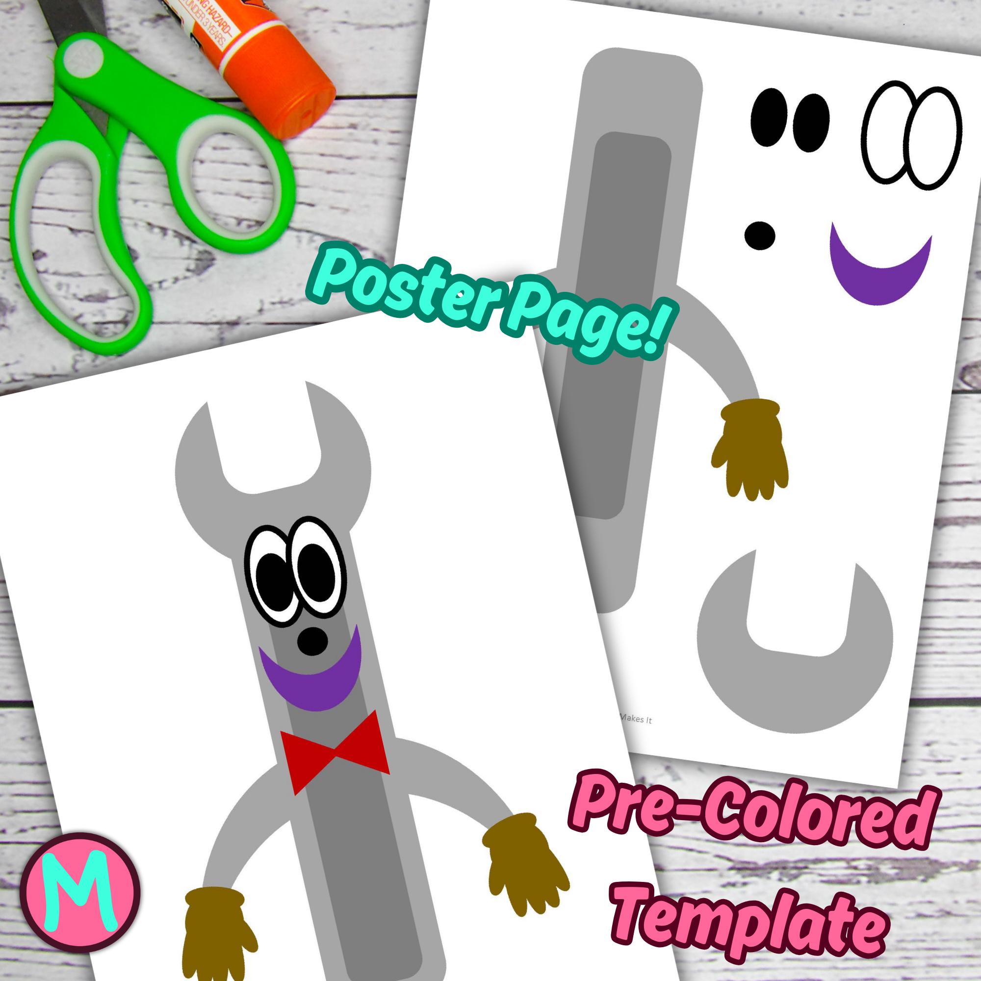 Wrench Craft Template for Preschool, Simple Kindergarten Construction ...