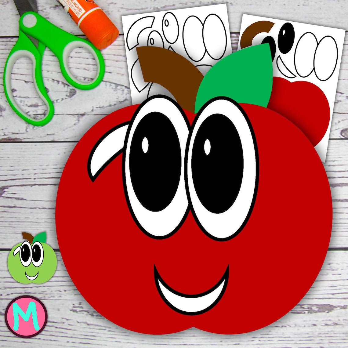 Apple Craft Template for Kids, Simple Preschool Cut and Glue Craft, Fun ...