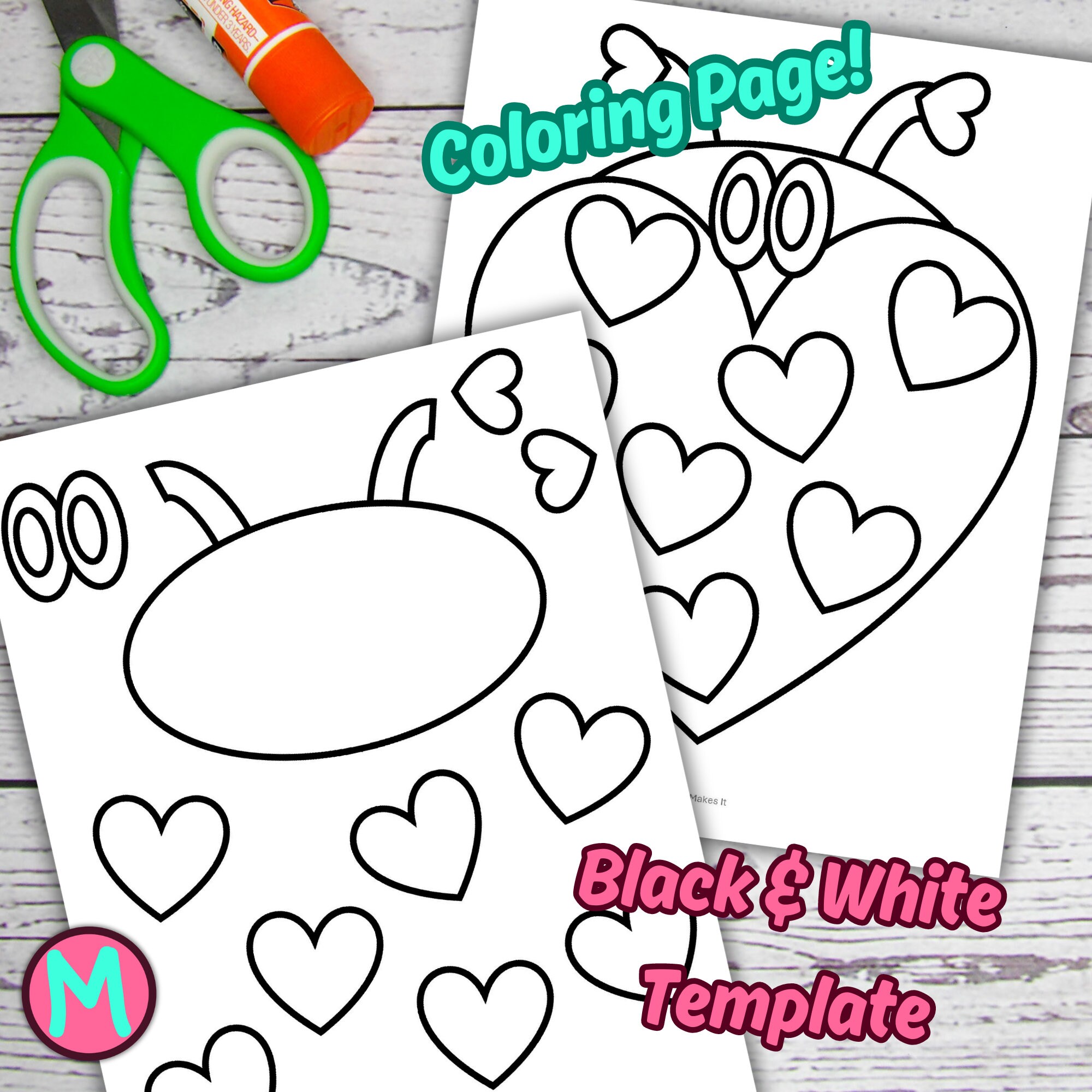 Valentine Heart Bug Craft Template: Cut & Glue Paper Craft (PDF) - Etsy