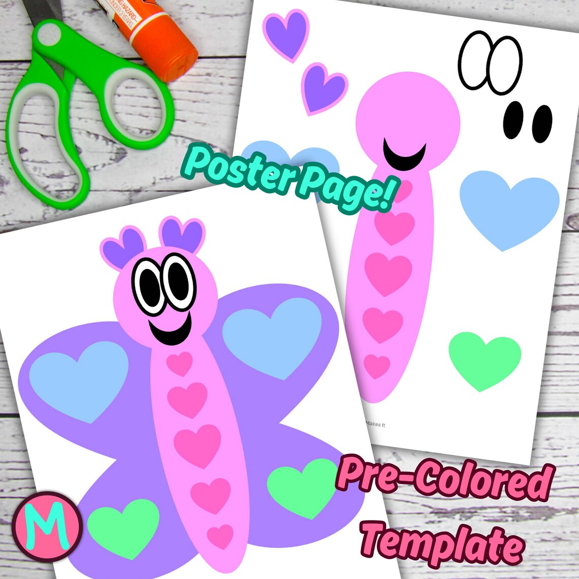 Valentine Butterfly Craft Template for Preschool Cut and Glue Valentine ...