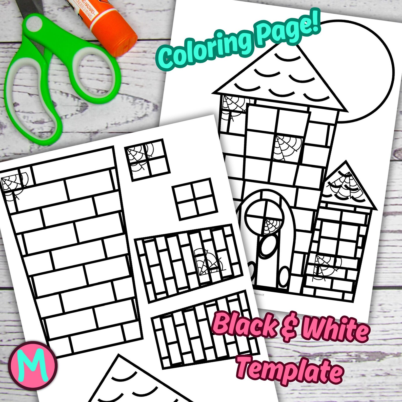 Halloween Haunted House Craft Template: Cut and Glue Paper Craft for ...