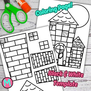 Halloween Haunted House Craft Template: Cut and Glue Paper Craft for ...