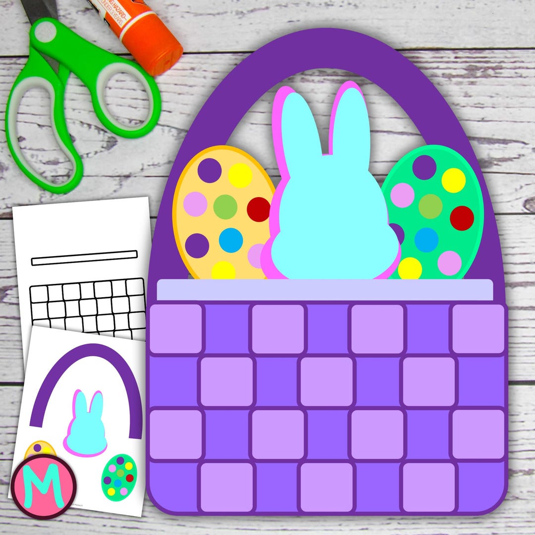 Purple Easter Basket Craft Template: Cut & Glue Activity (PDF Download ...