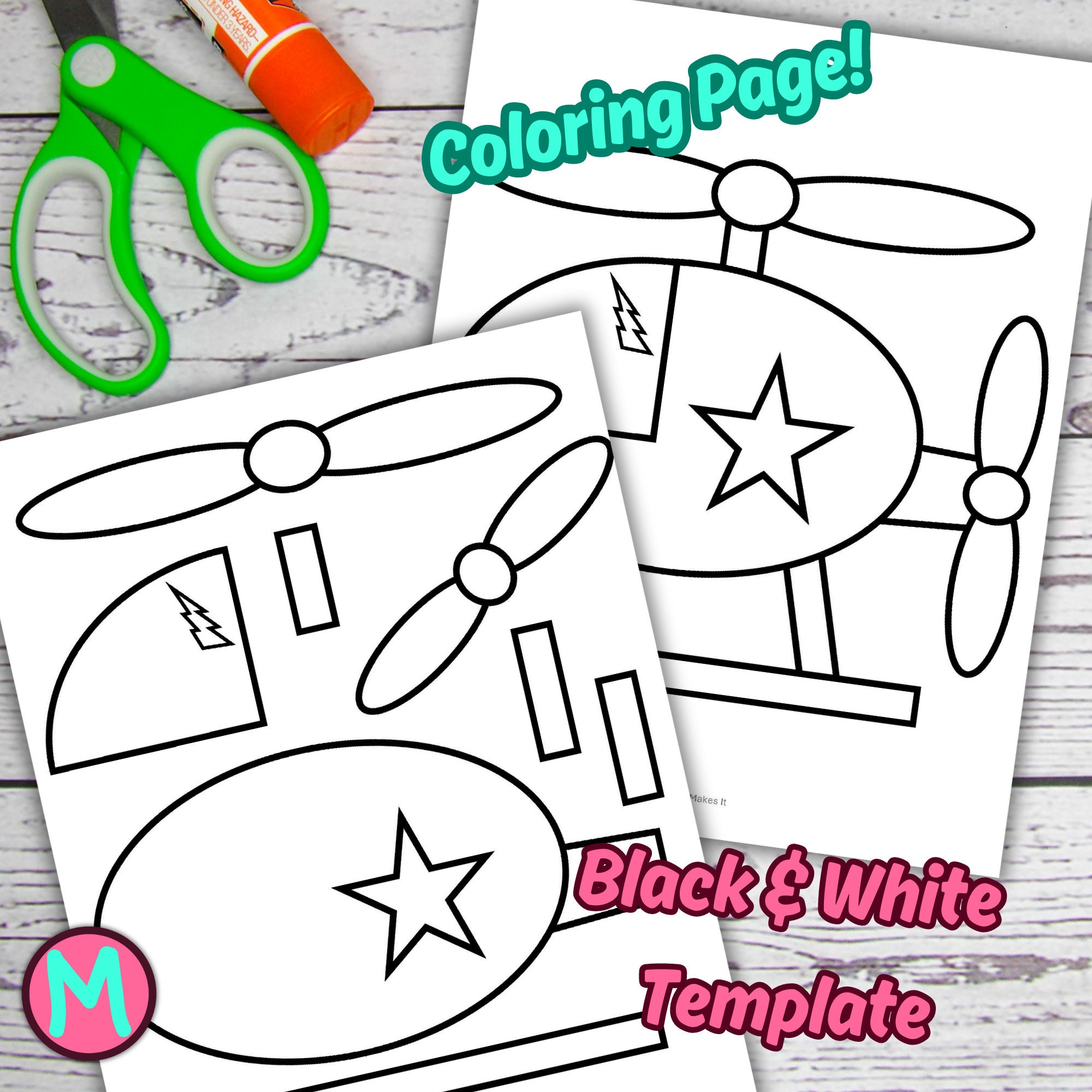 Helicopter Craft Template: Cut & Glue Paper Craft (PDF) - Etsy