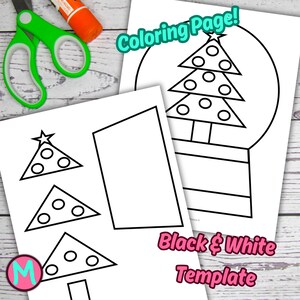 Christmas Tree Snow Globe Craft Template: Cut & Glue Kids Activity (PDF ...