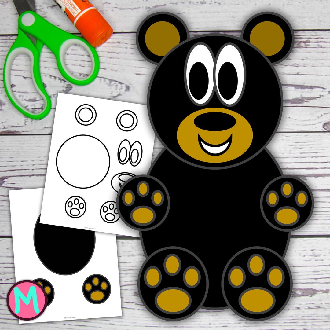 Big Black Bear Craft Template, Cut and Glue Paper Craft for Kids - Etsy