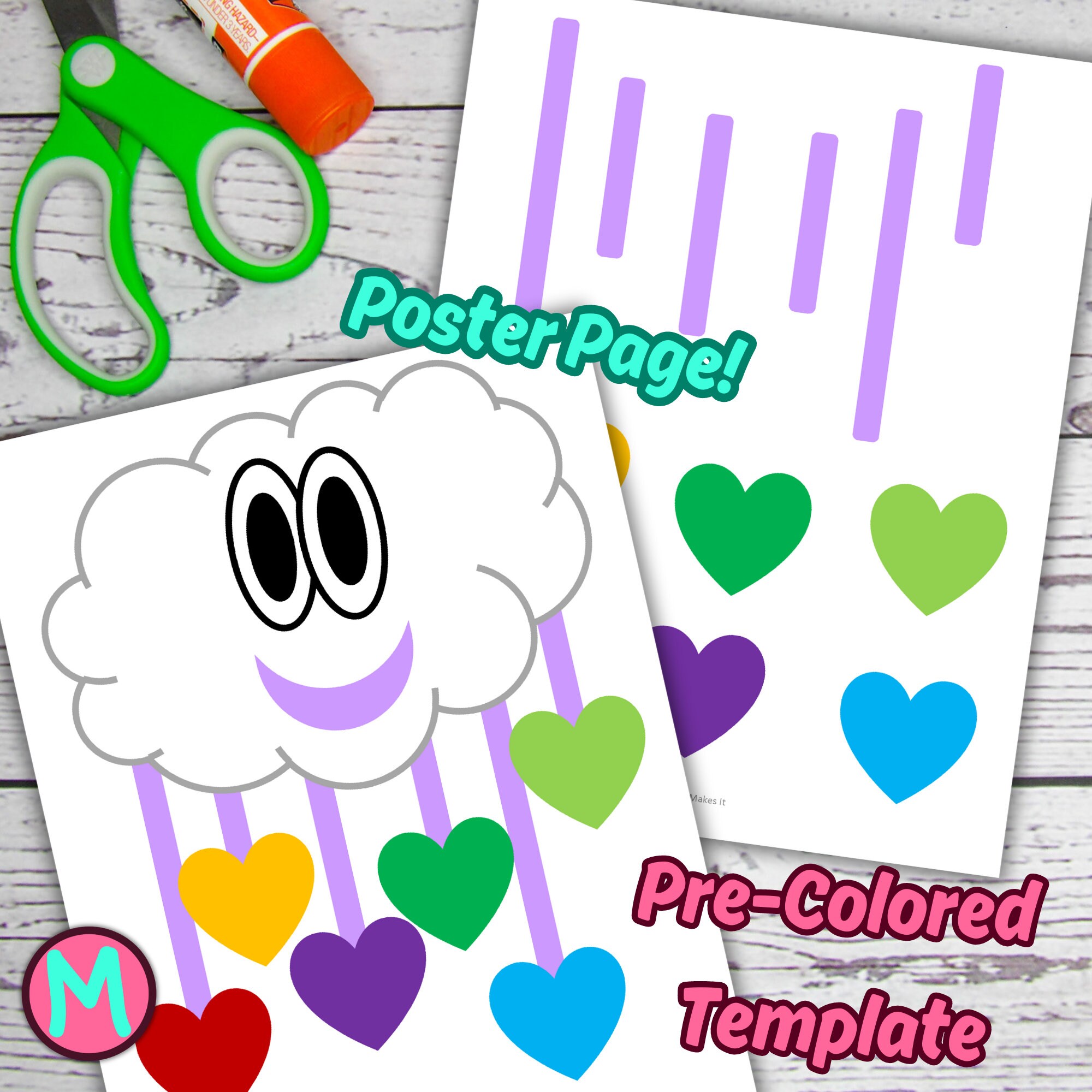 Heart Cloud Craft Template, Cut and Glue Activity for Preschool ...