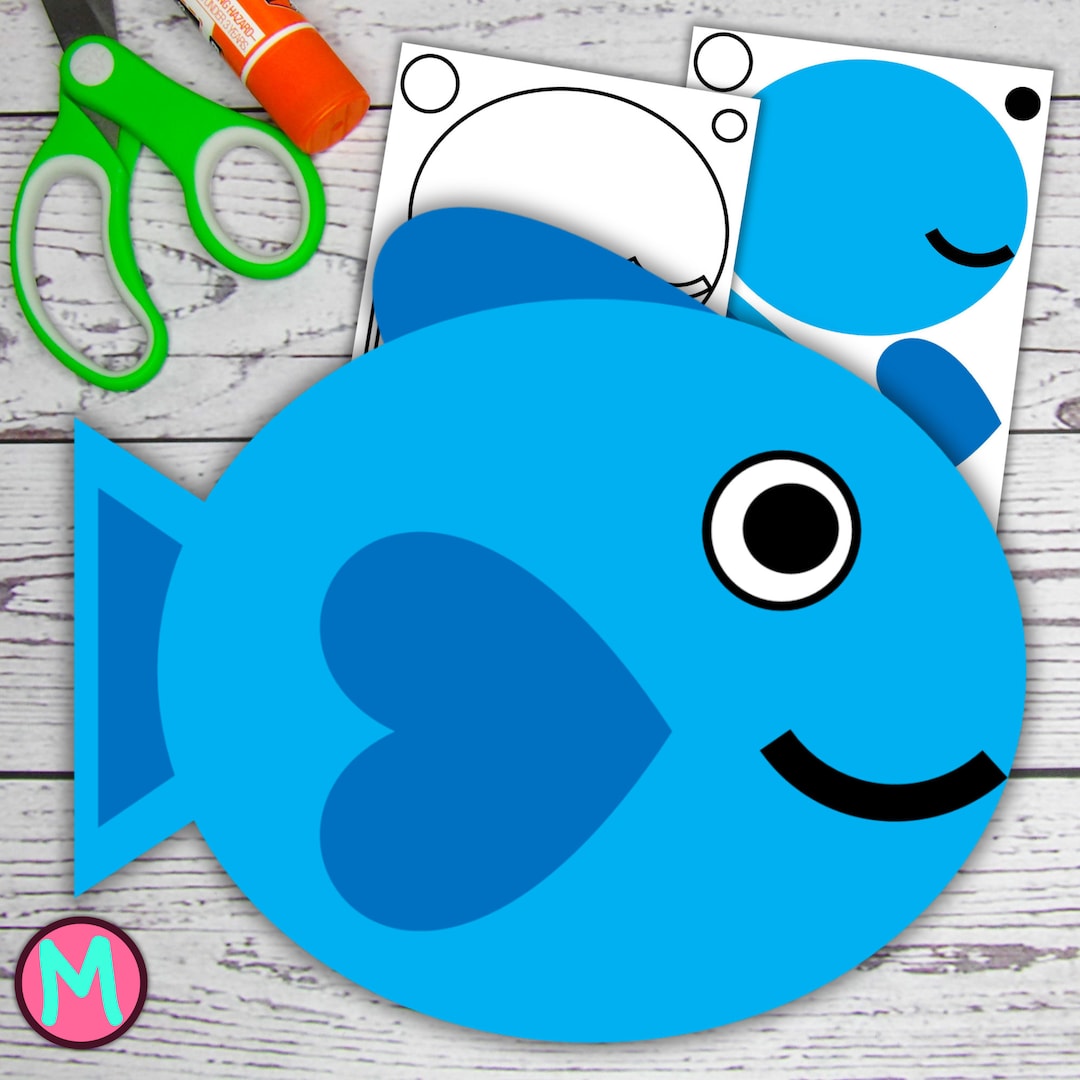 Fish Craft Template: Preschool Cut and Glue Activity (PDF) - Etsy