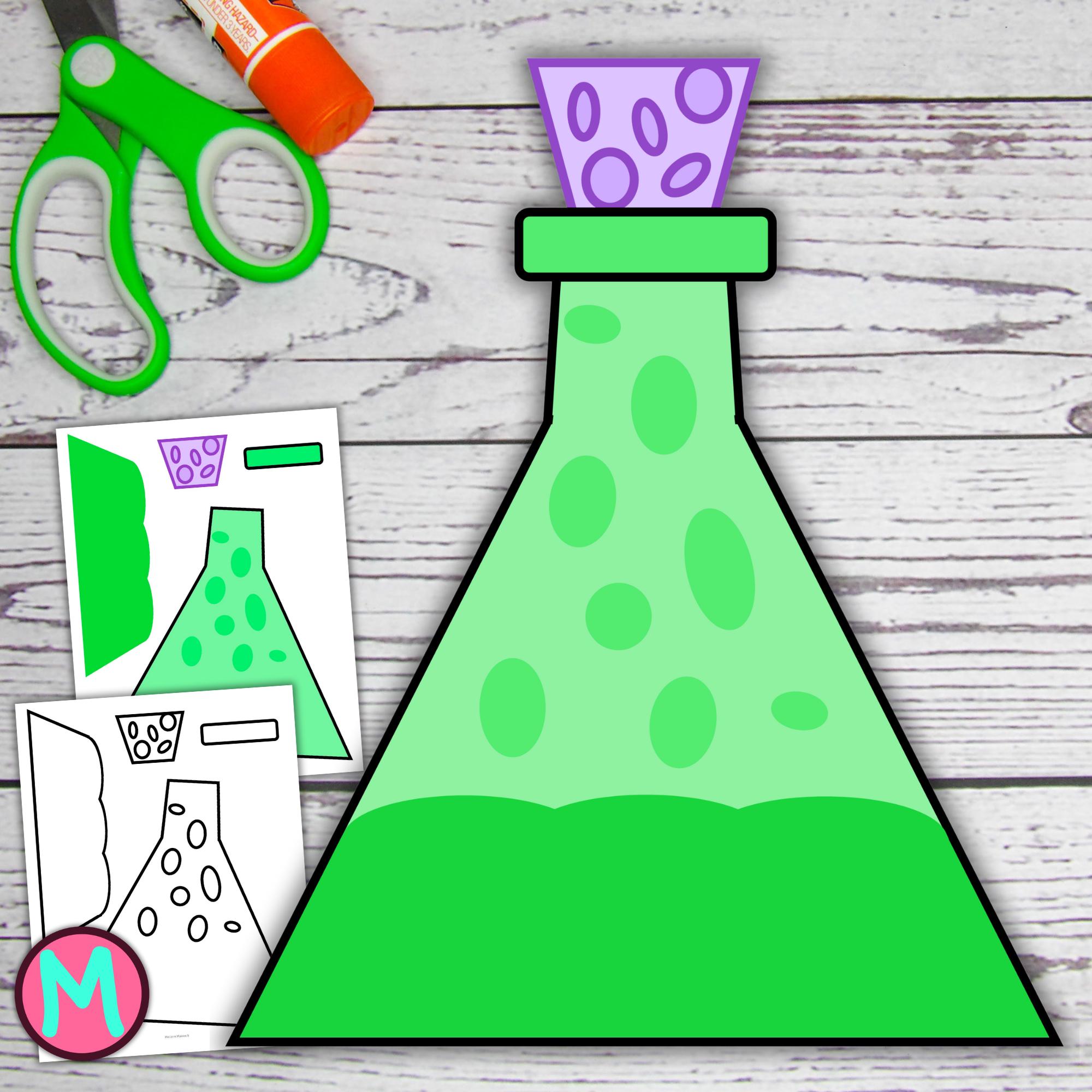 Green Potion Craft Template for Kids, Fun Halloween Craft, Simple Cut ...