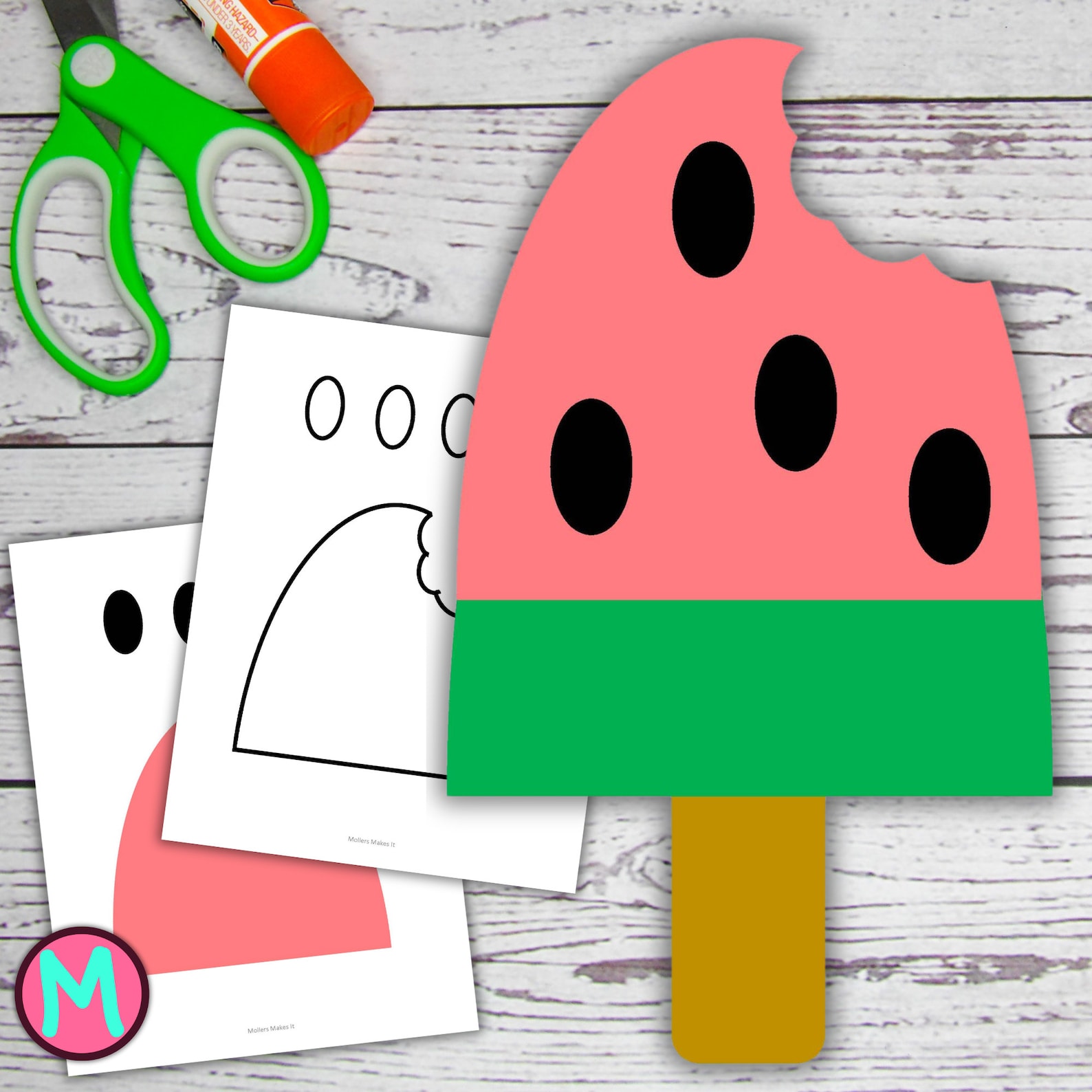 Watermelon Popsicle Craft Template for Kids, Cut and Glue Activity for ...