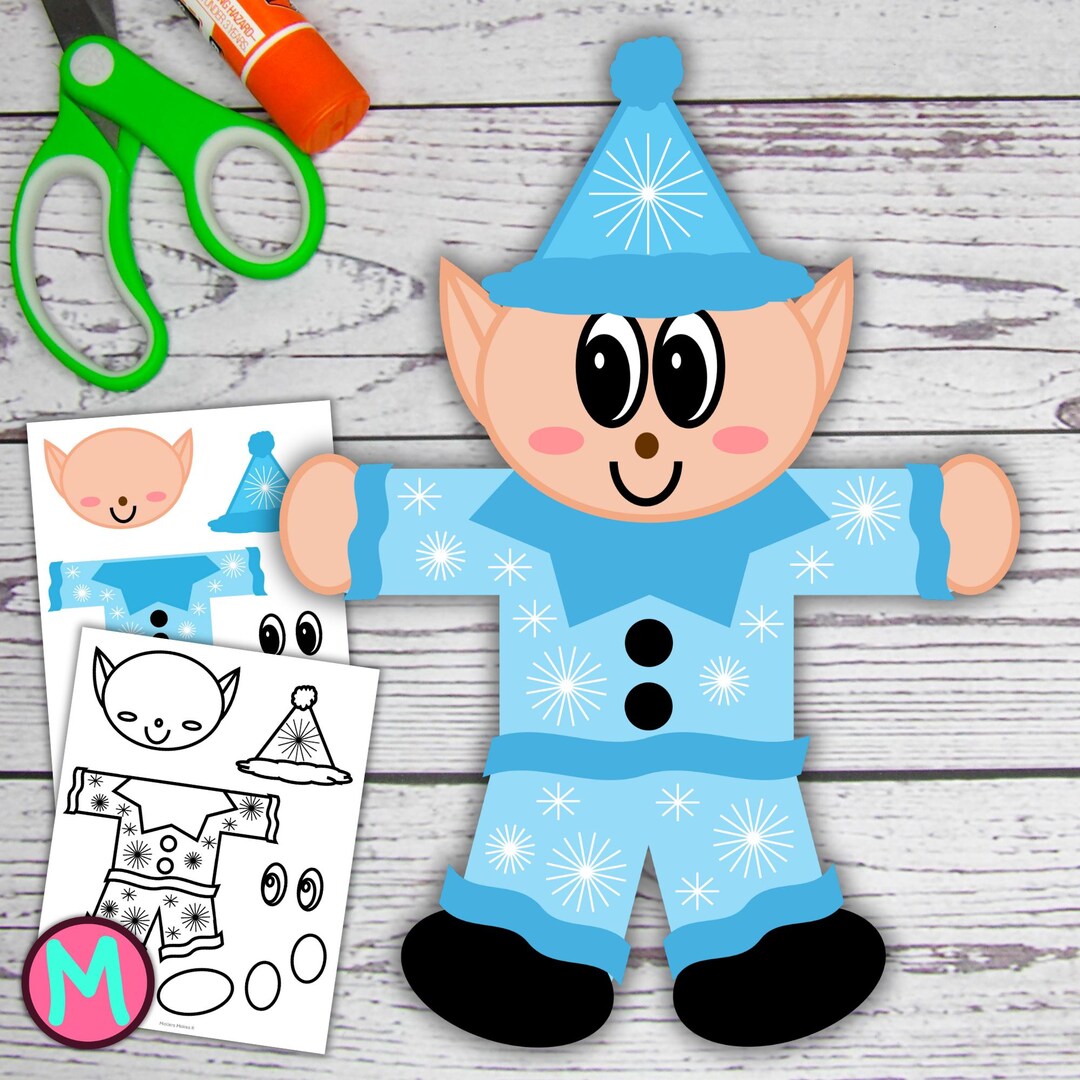 Winter Elf Craft Template: Cut & Glue Activity (PDF) - Etsy