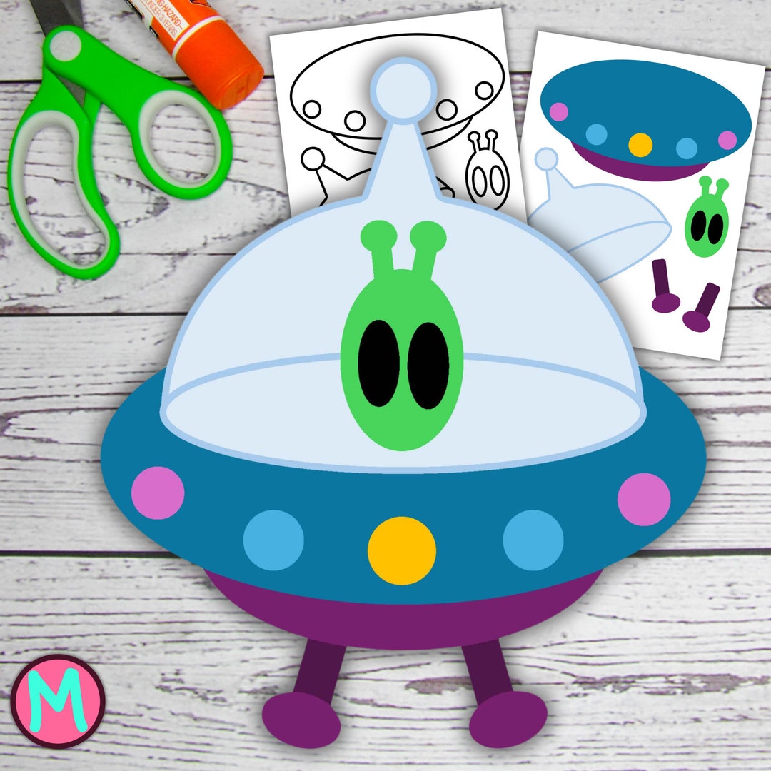 Alien Spaceship Craft Template: Cut & Glue Paper Craft (PDF) - Etsy