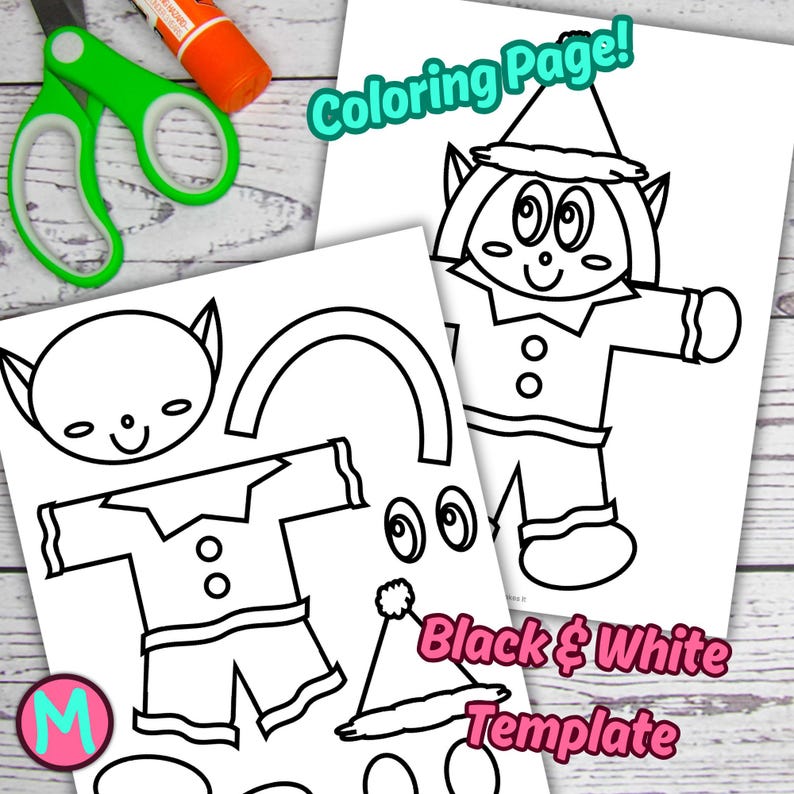 Girl Elf Craft Template: Christmas Cut & Glue Activity (printable) - Etsy